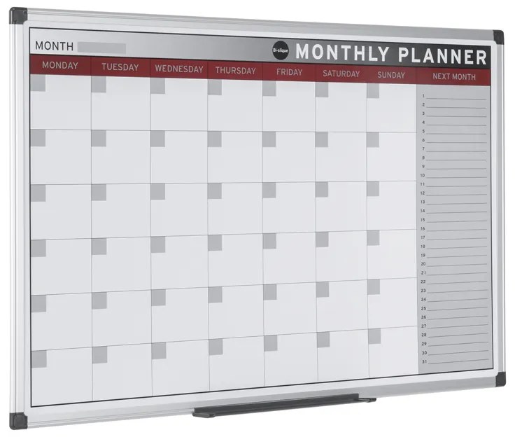 Měsíční plánovací tabule, magnetická, 600 x 450 mm