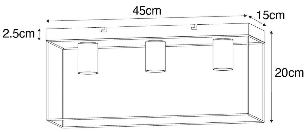 Minimalistické stropní svítidlo černé 3-světlo - Kodi