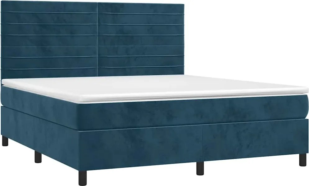Box spring postel s matrací tmavě modrá 160x200 cm samet 3143095