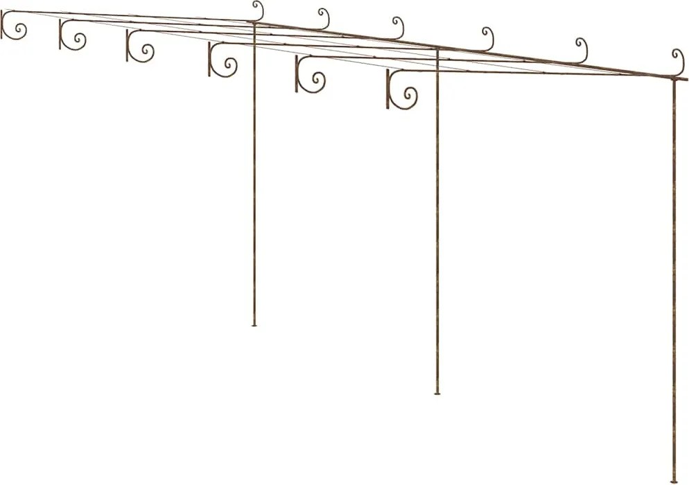 Zahradní pergola hnědá s patinou 6 x 3 x 2,5 m železná 313999