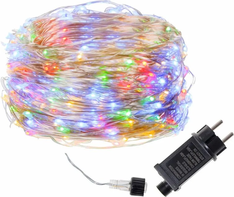 LED řetěz Nano - 20m, 200LED, 8 funkcí, IP44, multicolor