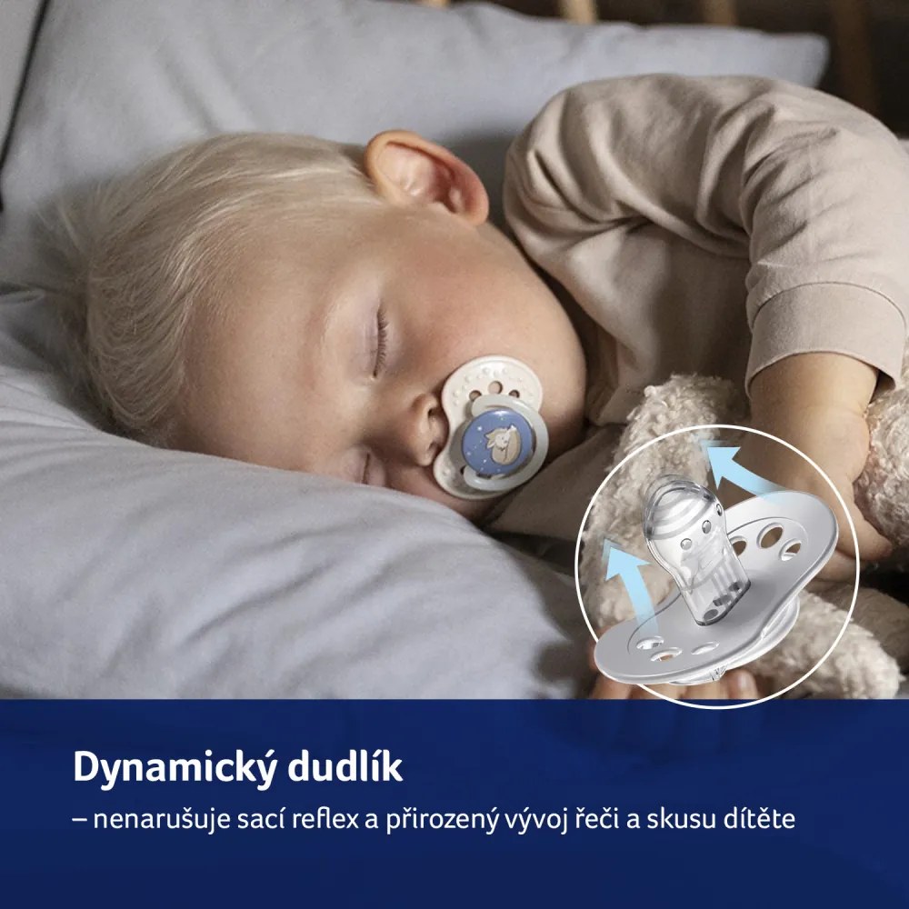 LOVI Dudlík svítící silikonový dynamický NIGHT&DAY 0-6m 2ks kluk