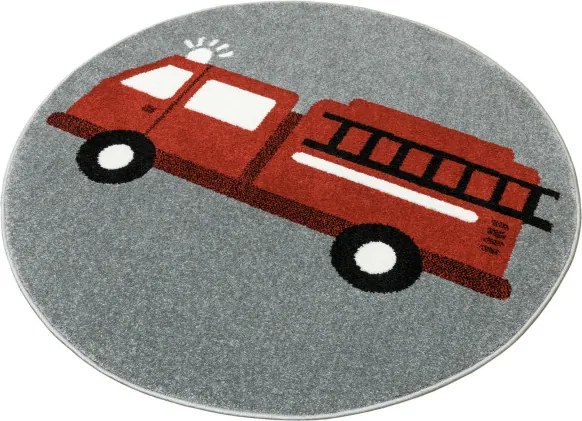 Koberec Lima G752A hasičské auto, červený / šedý kruh