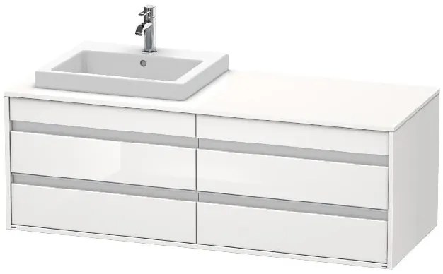Duravit Ketho - Umyvadlová skříňka 50x140x55 cm, levá, 4 zásuvka, lesklá bílá KT6757L2222