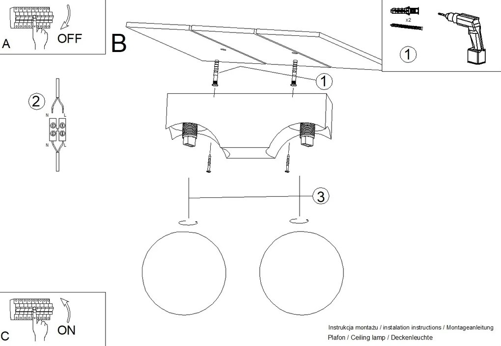 Sollux Lighting Stropní svítidlo BULBO 2 přírodní dřevo