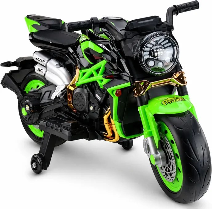 LEAN CARS Akumulátorový motocykl XW-07 s LED podsvícením kol, zelený