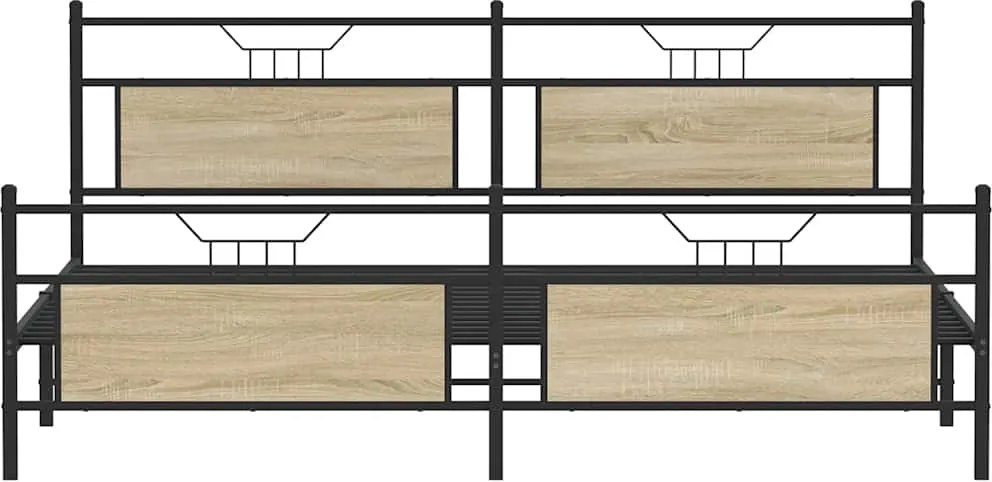 Kovový rám postele bez matrace dub sonoma 193 x 203 cm 3325100