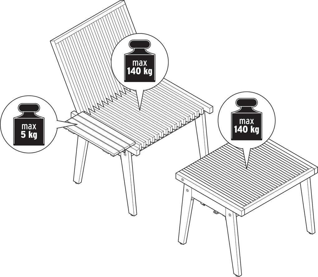 Tchibo - Lavička s flexibilním opěradlem - barva: hnědá