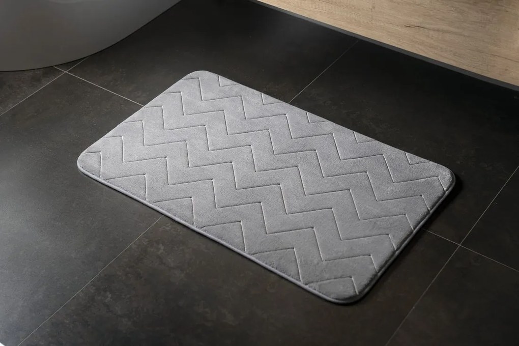 Gedy Gedy, MOUSSE koupelnová předložka, 50x80 cm, 100% polyester, protiskluz, šedá, 96MS508008