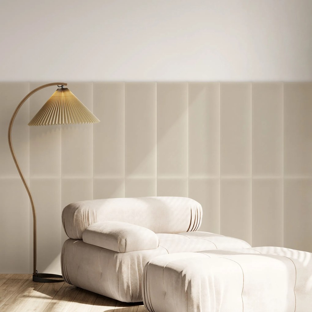 Sametový čalouněný panel - Obdélník - 60x30cm Farba: Krémová