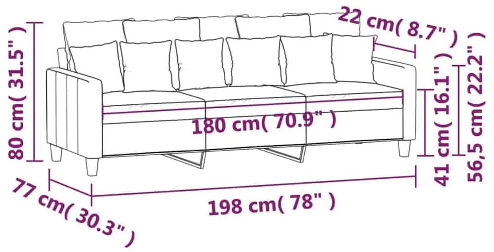 Petromila 3místná pohovka vínová 180 cm textil