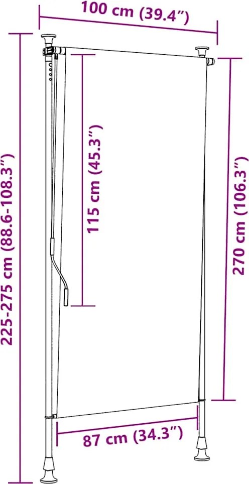 Venkovní roleta 100 x 270 cm krémová 145939