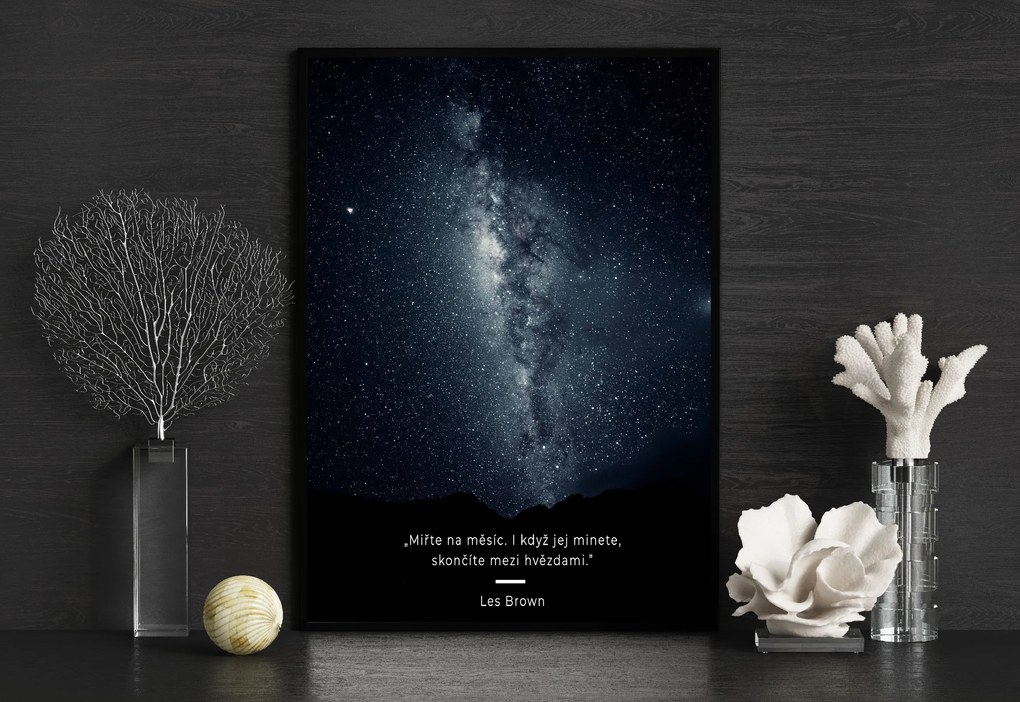 Pixada Miřte na měsíc - motivační obraz Velikost: A3 - 29,7x42 cm, Volba rámu: s černým rámem