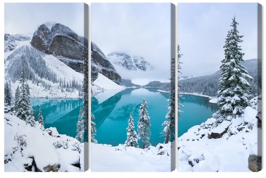 Vícedílný obraz Morénské Jezero V Zimě Nedostatek Nedostatek Přírodní plátno 180x120