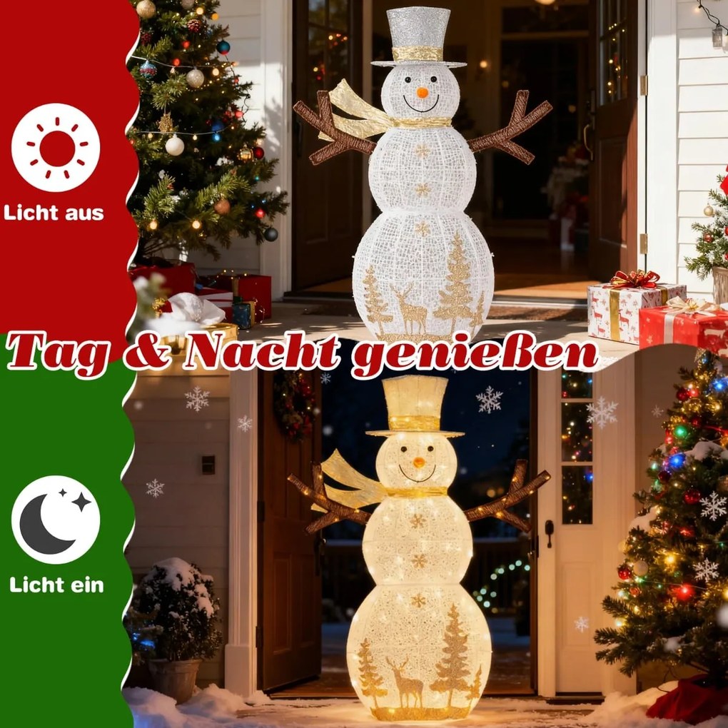 Costway 141 cm vysoký LED sněhulák vánoční dekorace s 100 teplými bílými LED