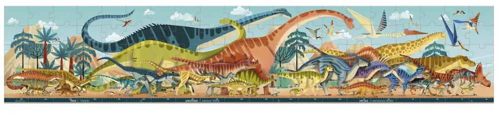 Janod Panoramatické puzzle v kufříku Dinosauři 100 ks