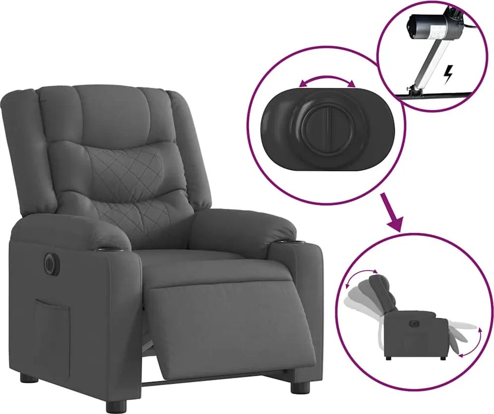 Elektrické polohovací křeslo tmavě šedé textil 3206568