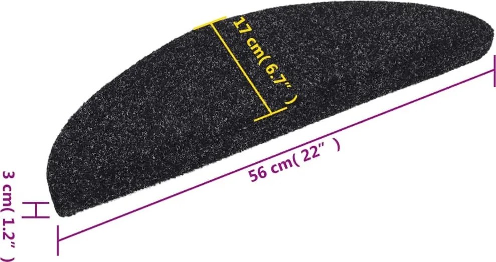 vidaXL Samolepící nášlapy na schody 15 ks 56x17x3 cm vpichované [132692] Barva: tmavě hnědá