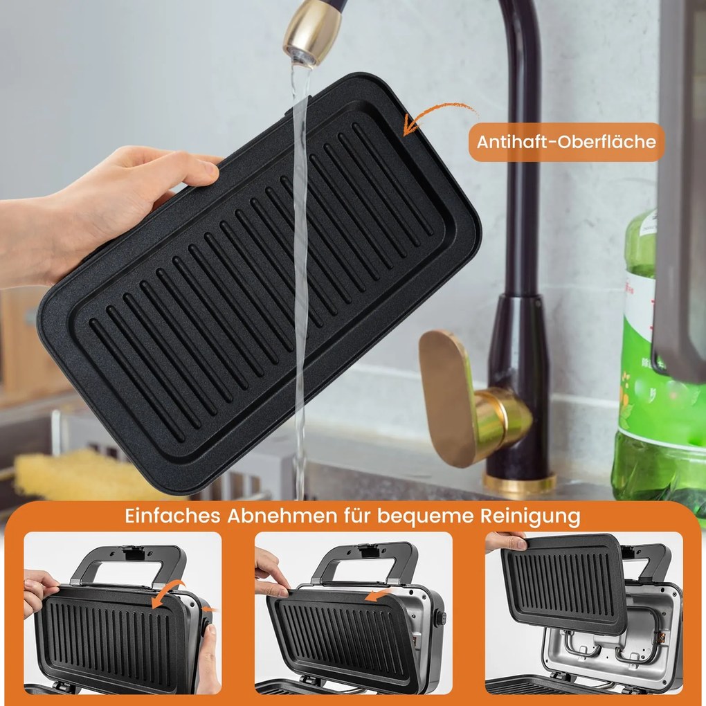 Costway 3-in-1 Vaflovač a lis na panini a sendvičovač Přenosný elektrický
