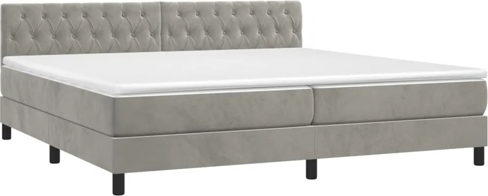 Box spring postel s matrací světle šedá 200x200 cm samet 3141503