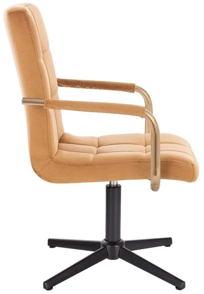 LuxuryForm DESIGN Otočná židle VERONA GOLD VELUR na černém kříži - medová