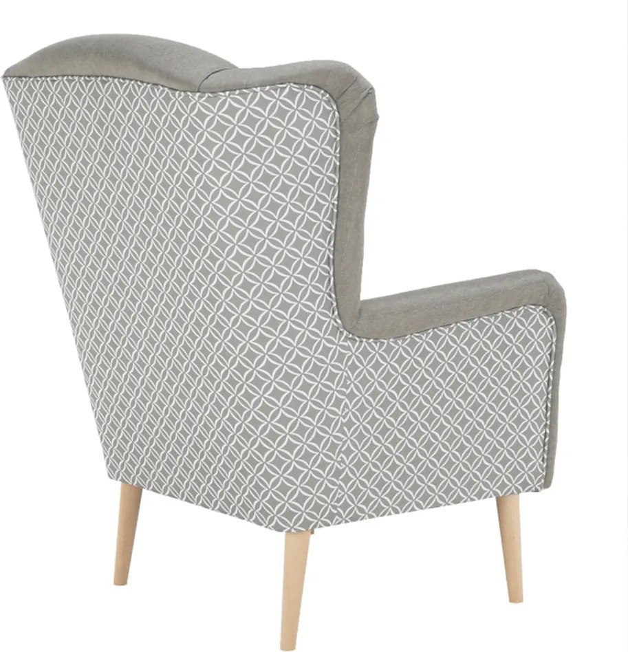 designové křeslo, ušák, látka capuccino/vzor, Tempo Kondela BELEK