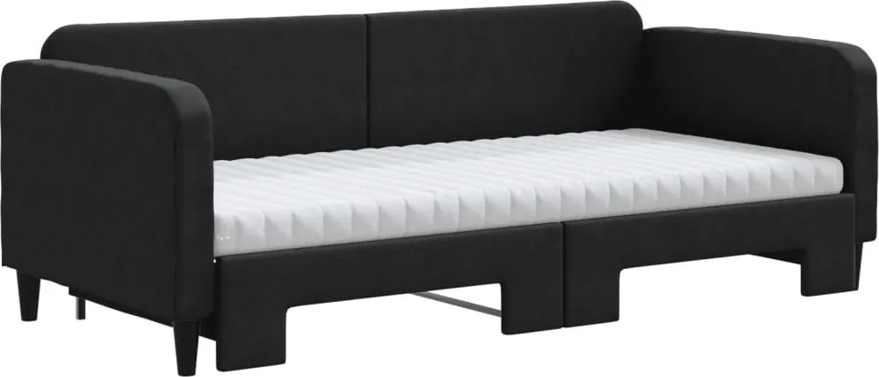 Válenda s přistýlkou a matracemi černá 90 x 200 cm textil 3196836