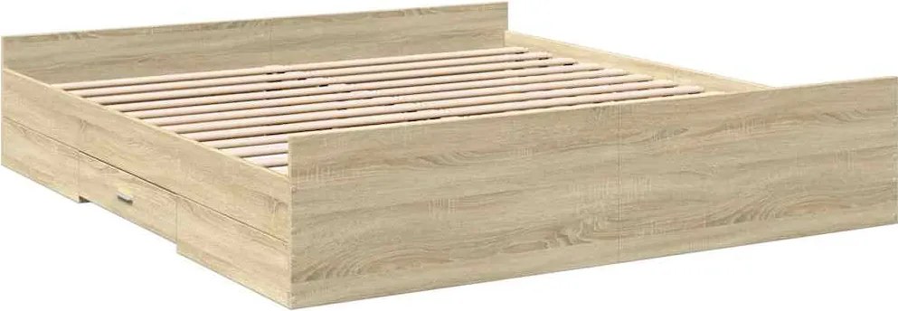Rám postele se zásuvkami dub sonoma 200x200 cm kompozitní dřevo 3280267
