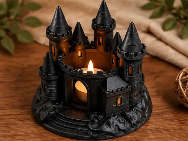 svícen, gotický styl, plast, 11x7x7 cm, černá, Dekorino SD20260008