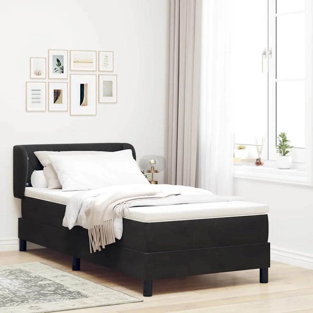 Postel s boxspringem s čelo Černá 100 x 200 cm samet 3340324