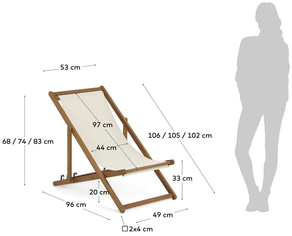 Béžové látkové zahradní skládací lehátko Kave Home Adredna