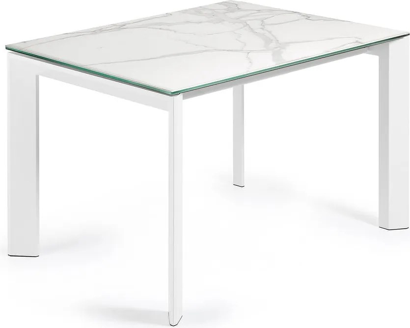 Rozkládací jídelní stůl s přídavnou deskou s deskou v dekoru mramoru 80x120 cm Axis – Kave Home