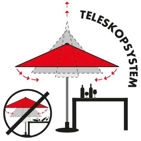 Zahradní slunečník Doppler ALU EXPERT Teleskop 3,5 x 3,5 m - červený