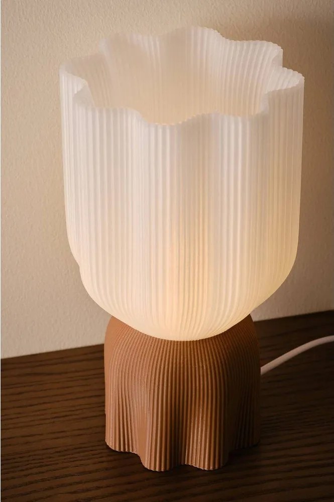 Bílá/hnědá plastová stolní lampa (výška 27 cm) Camier – Jotex
