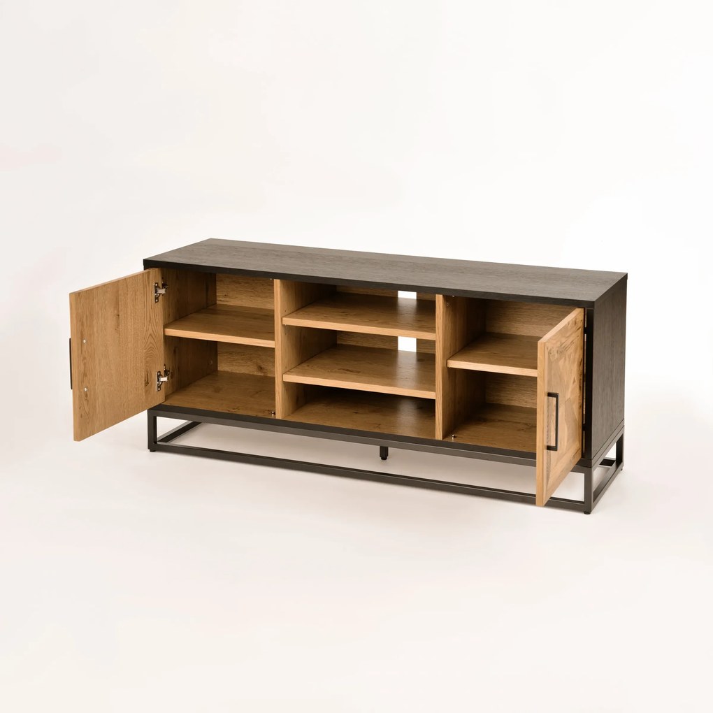 TV stolek Indus 133 cm z masivu dub přírodní/grafit