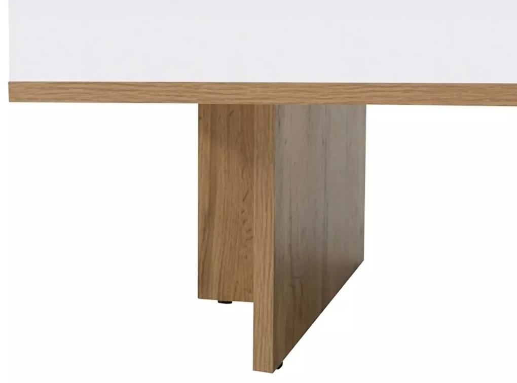 BRW Konferenční stolek Zele (120x60 cm) - dub wotan/bílý lesk