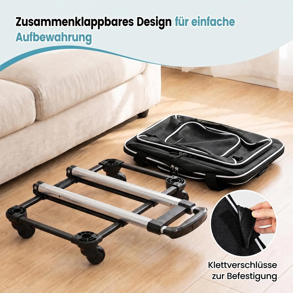 Costway Skládací přepravní box pro domácí mazlíčky s kolečky – 46 × 29 × 28 cm