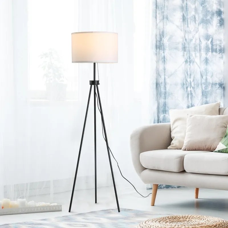 Stojací lampa trojnožka, černá-bílá, 152 cm B31-187V90
