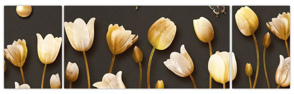 Obraz - Tulipány - abstraktní (170x50 cm)