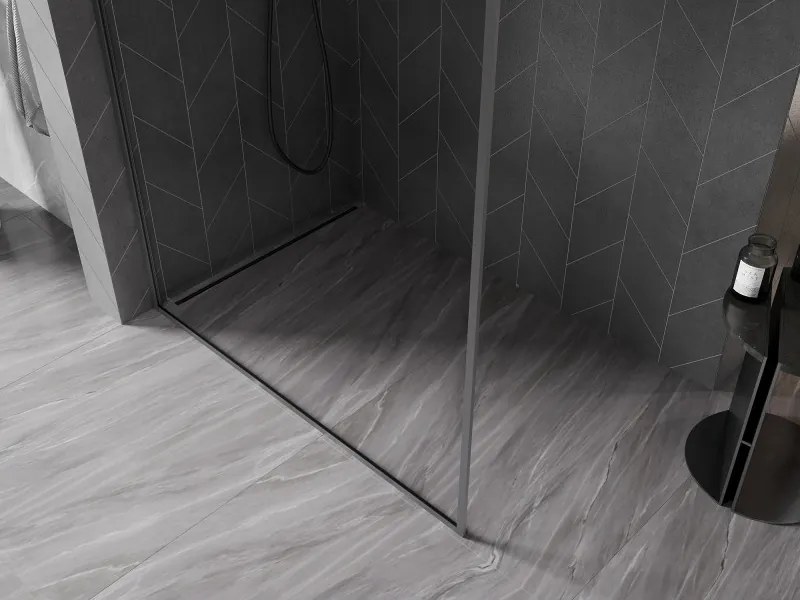 Mexen, Mexen Kioto-XF sprchová stěna s rámem 90 x 202 cm, průhledná 10 mm, pistolový kov - 800-090-104-95-00-X