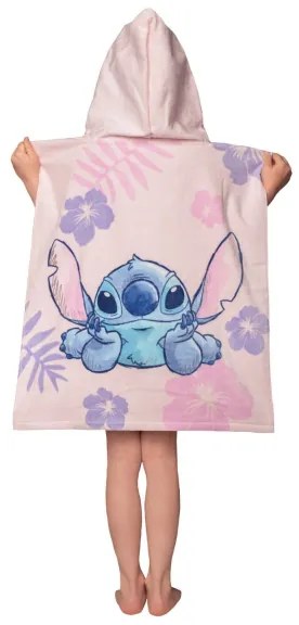 Jerry Fabrics Plážová osuška pončo Lilo a Stitch Pink 50x115 cm