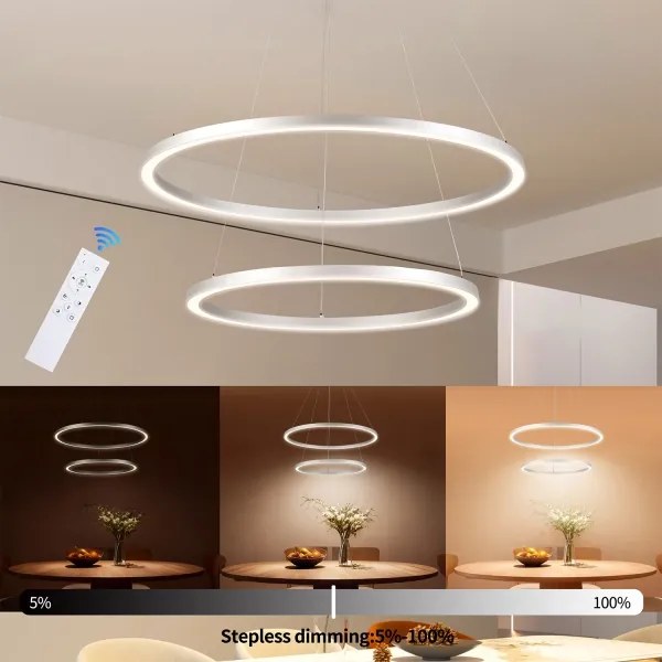 Brilagi-LED Stmívat. lustr na lanku PORTOFINO LED/98W/230V pr. 80 cm stříbrná+DO