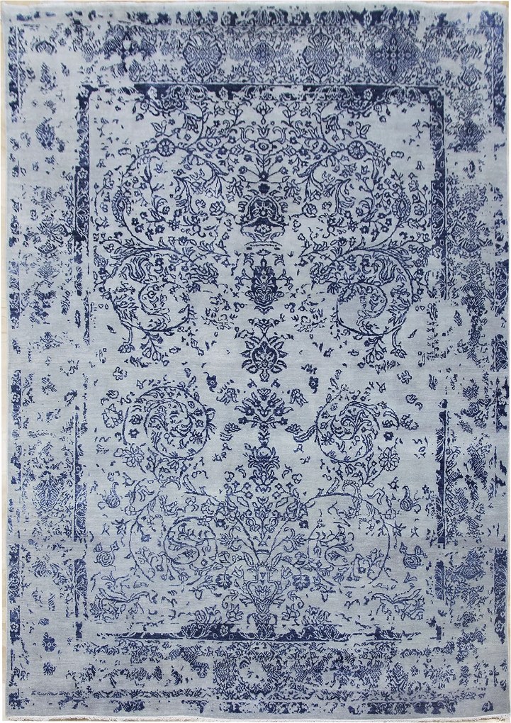 Ručne viazaný kusový koberec Diamond DC-JK ROUND Silver / peacock blue, 160x230, modrá, chodba / predsieň, Diamond Carpets India