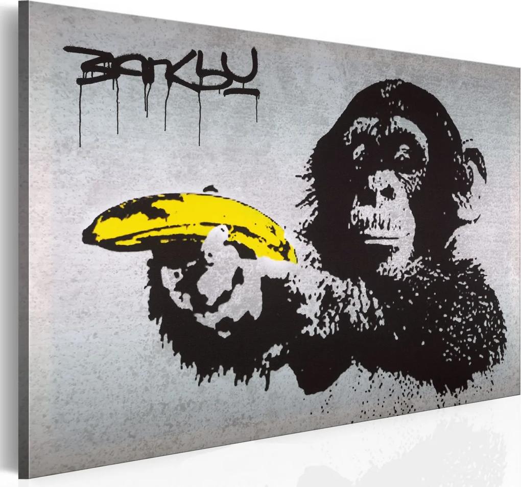 Obraz - Stop or the monkey will shoot! (Banksy) - 60x40