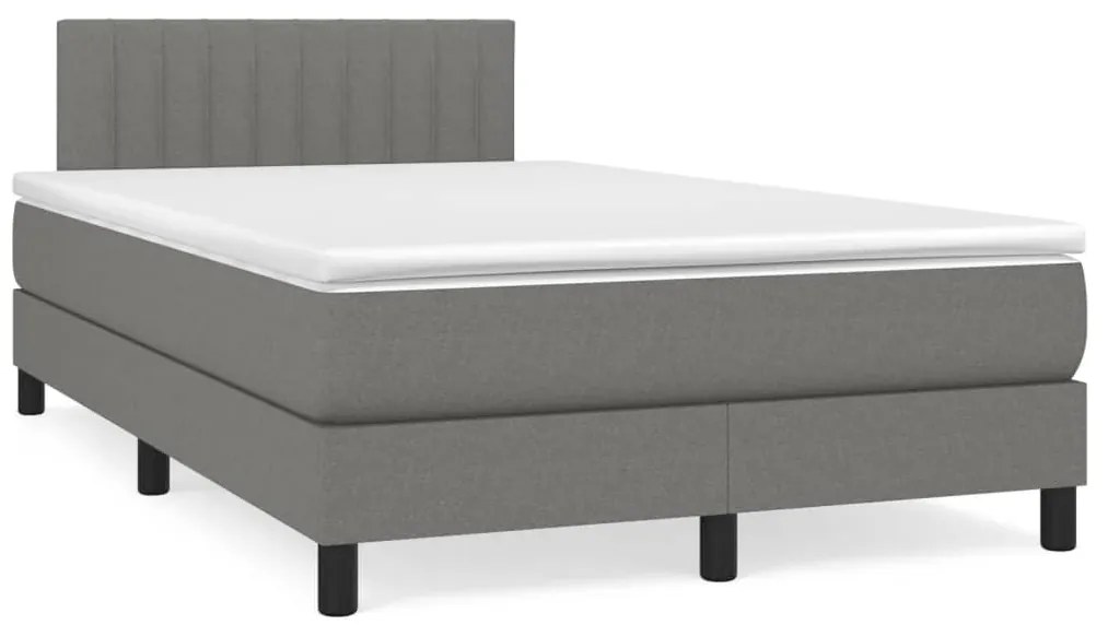 Box spring postel s matrací a LED tmavě šedá 120x190 cm textil