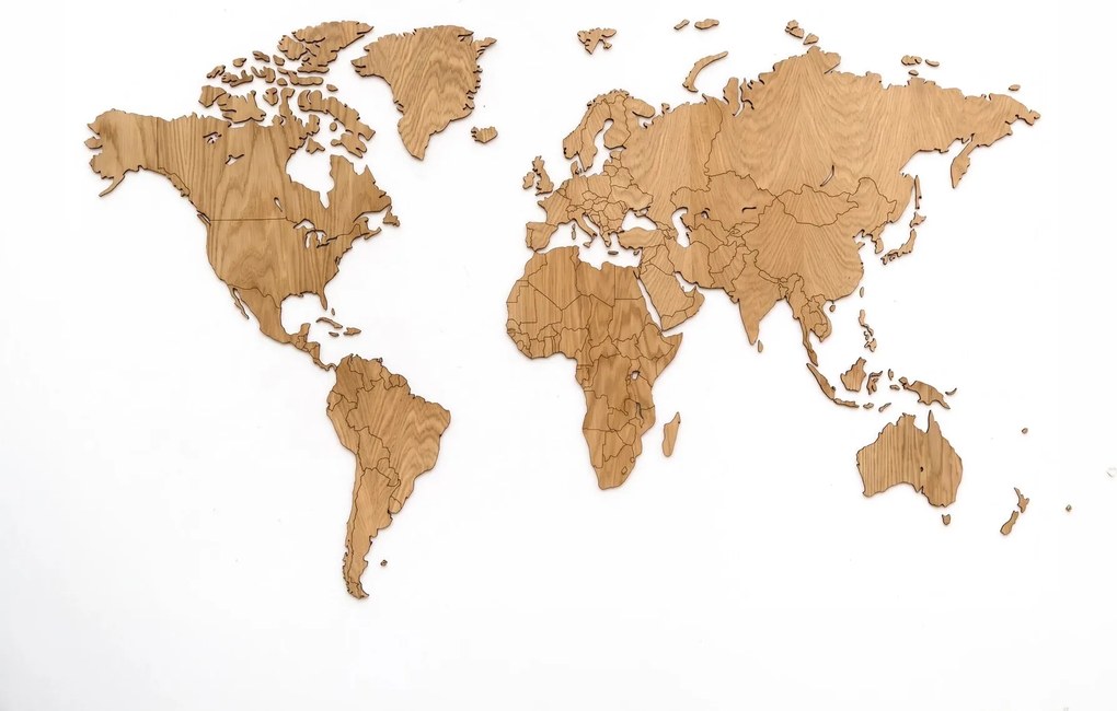 Dřevěná mapa světa Premium Timber Sapeli