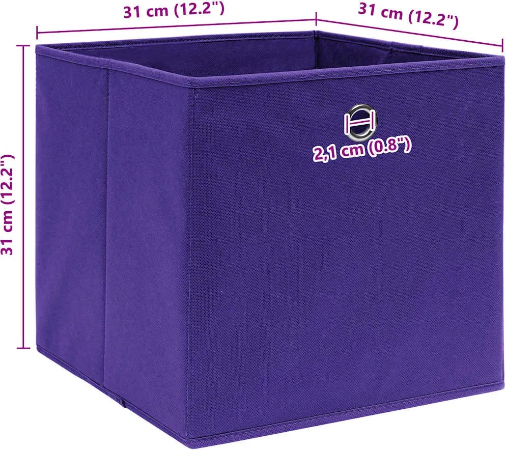 Úložné boxy 4 ks fialové 32 x 32 x 32 cm textil 288353