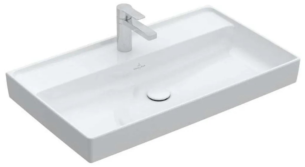 Villeroy & Boch Collaro - Umyvadlo nábytkové 80x47 cm, bez přepadu, otvor pro baterii, alpská bílá 4A338101