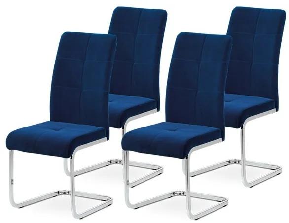 Sconto Set 4 jídelních židlí MIRELLA modrá/chrom