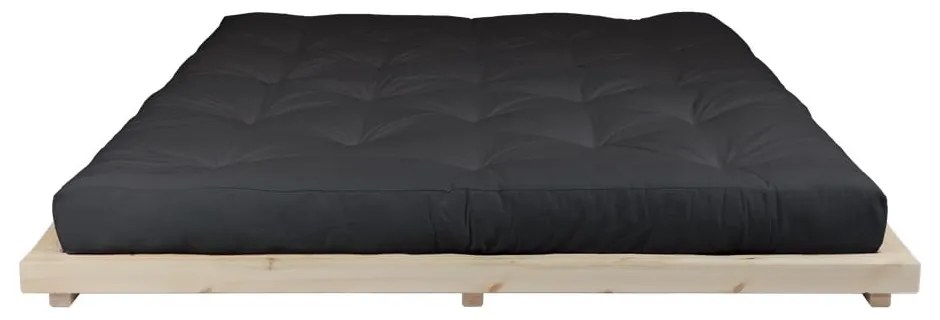 Dvoulůžková postel z borovicového dřeva s matrací Karup Design Dock Double Latex Natural Clear/Black, 160 x 200 cm